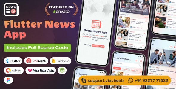 Flutter News App - Android & iOS with Admin Panel 2.1 | CodeCan