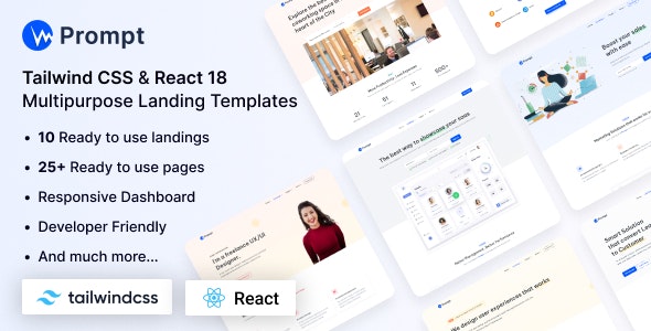 Prompt - Tailwind CSS React Multipurpose Landing Template | CodeCan Prompt - Tailwind CSS React Multipurpose Landing Template | CodeCan